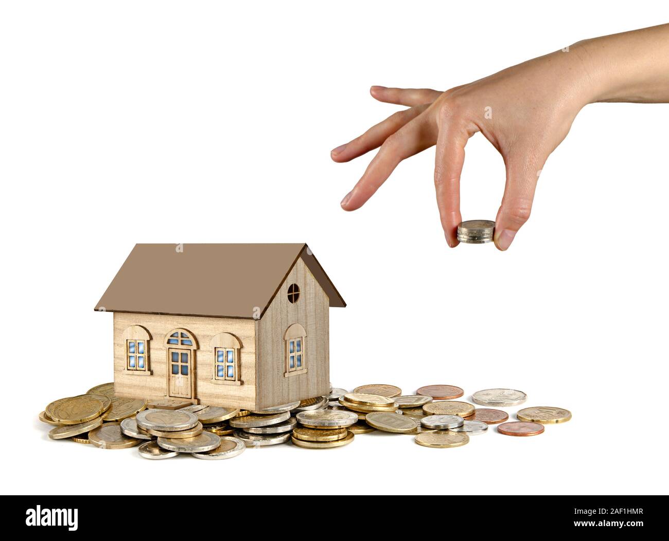 Saving money concept woman Cut Out Stock Images & Pictures - Alamy