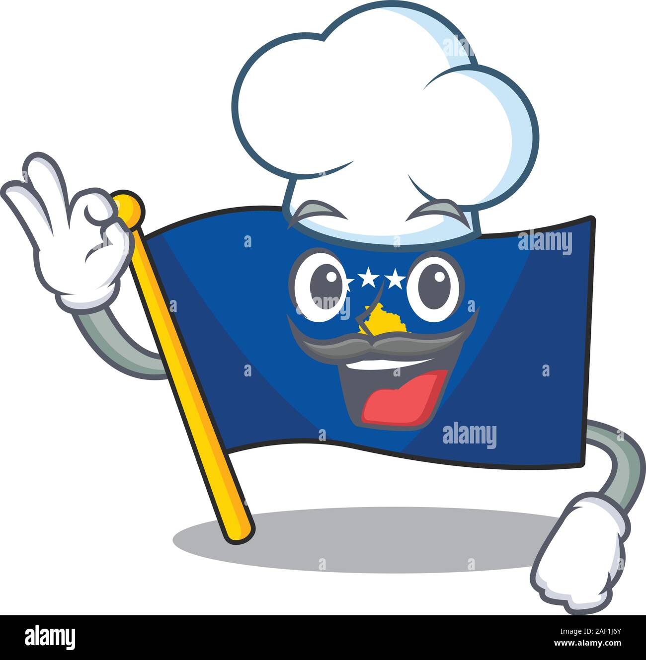 Happy Chef flag kosovo cartoon character with white hat. Vector ...