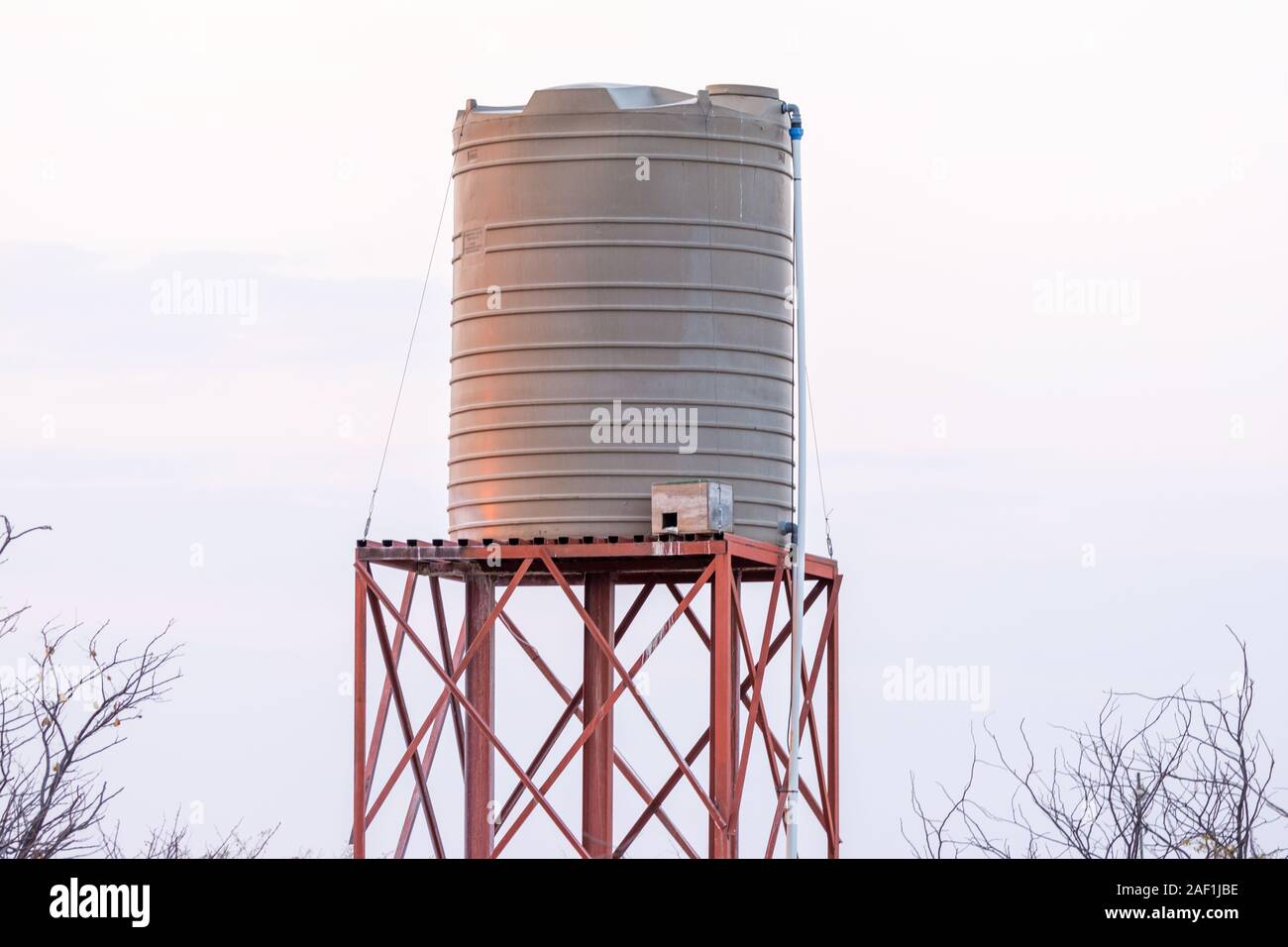 water tank in a campsite, metallic structure, Namibia Stock Photo - Alamy