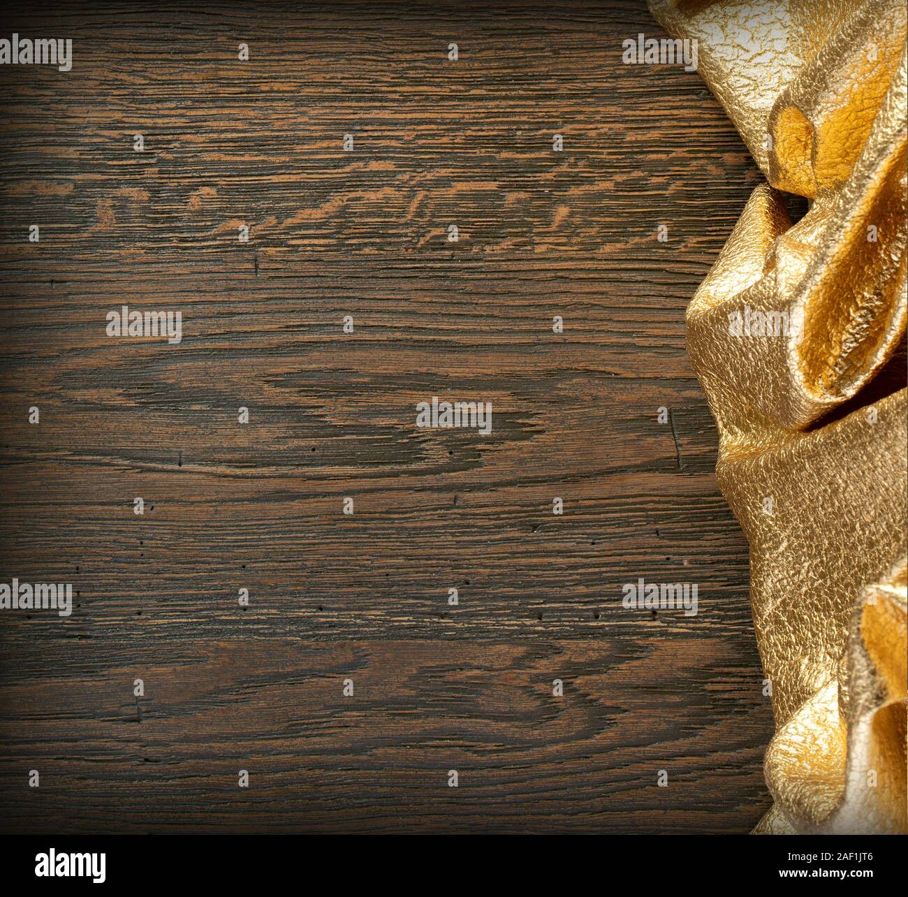 wooden dark texture with gold textil, with copy space Stock Photo - Alamy