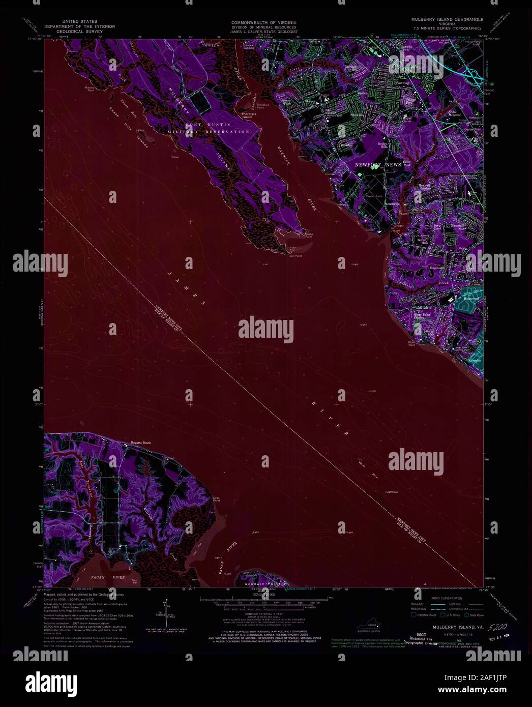 VA Mulberry Island 150171 1965 24000 Inverted Stock Photo - Alamy