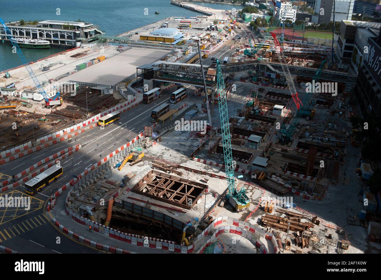 Construction ongoing at the Wanchai Bus Terminal & the Wanchai Ferry ...