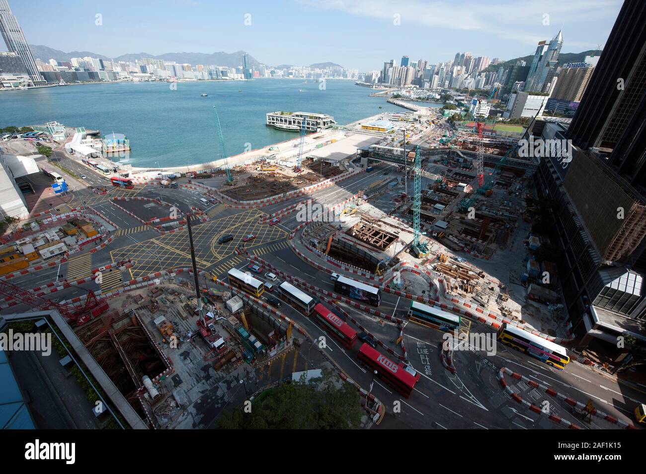 Construction ongoing at the Wanchai Bus Terminal & the Wanchai Ferry ...
