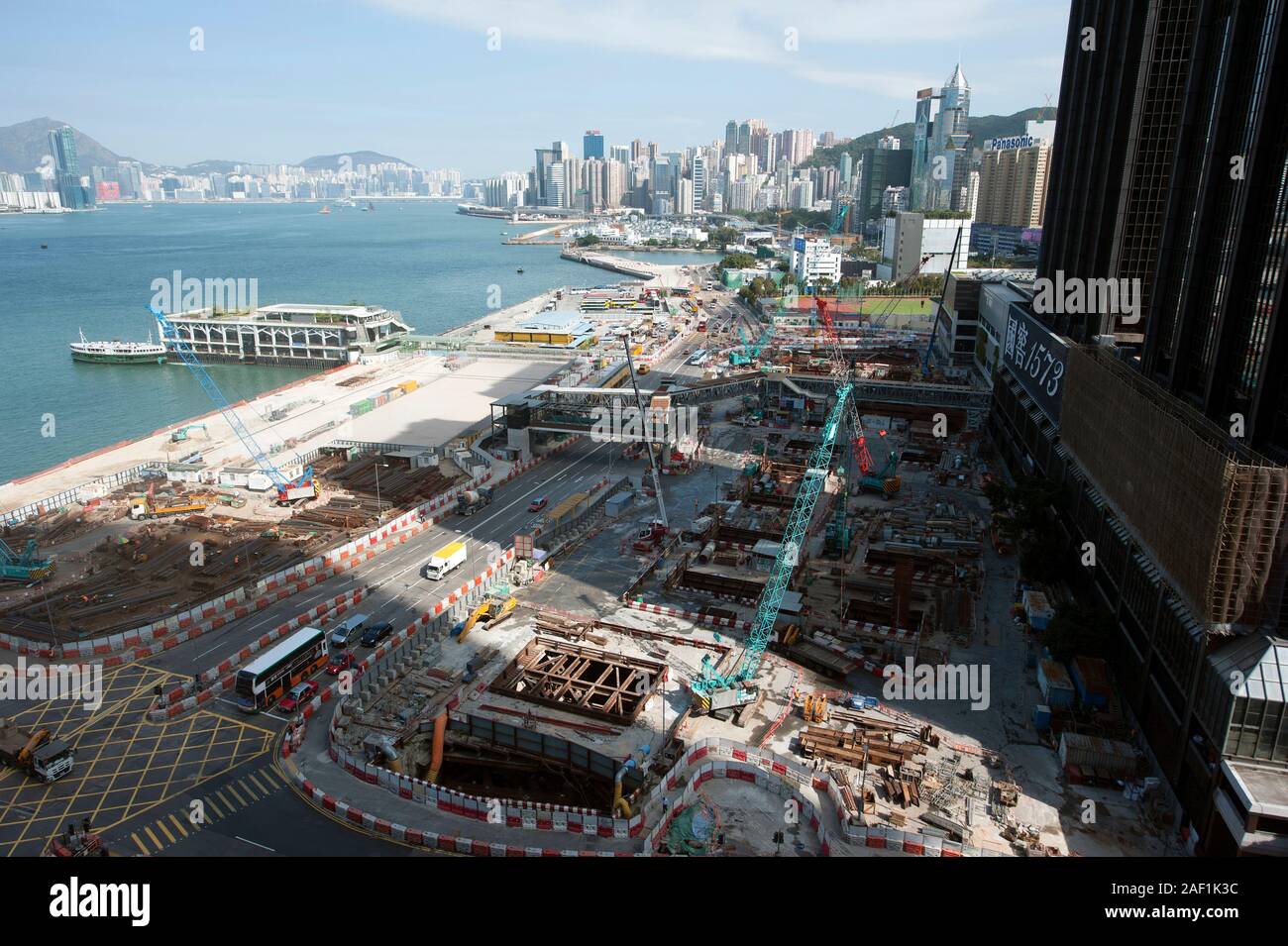 Construction ongoing at the Wanchai Bus Terminal & the Wanchai Ferry ...
