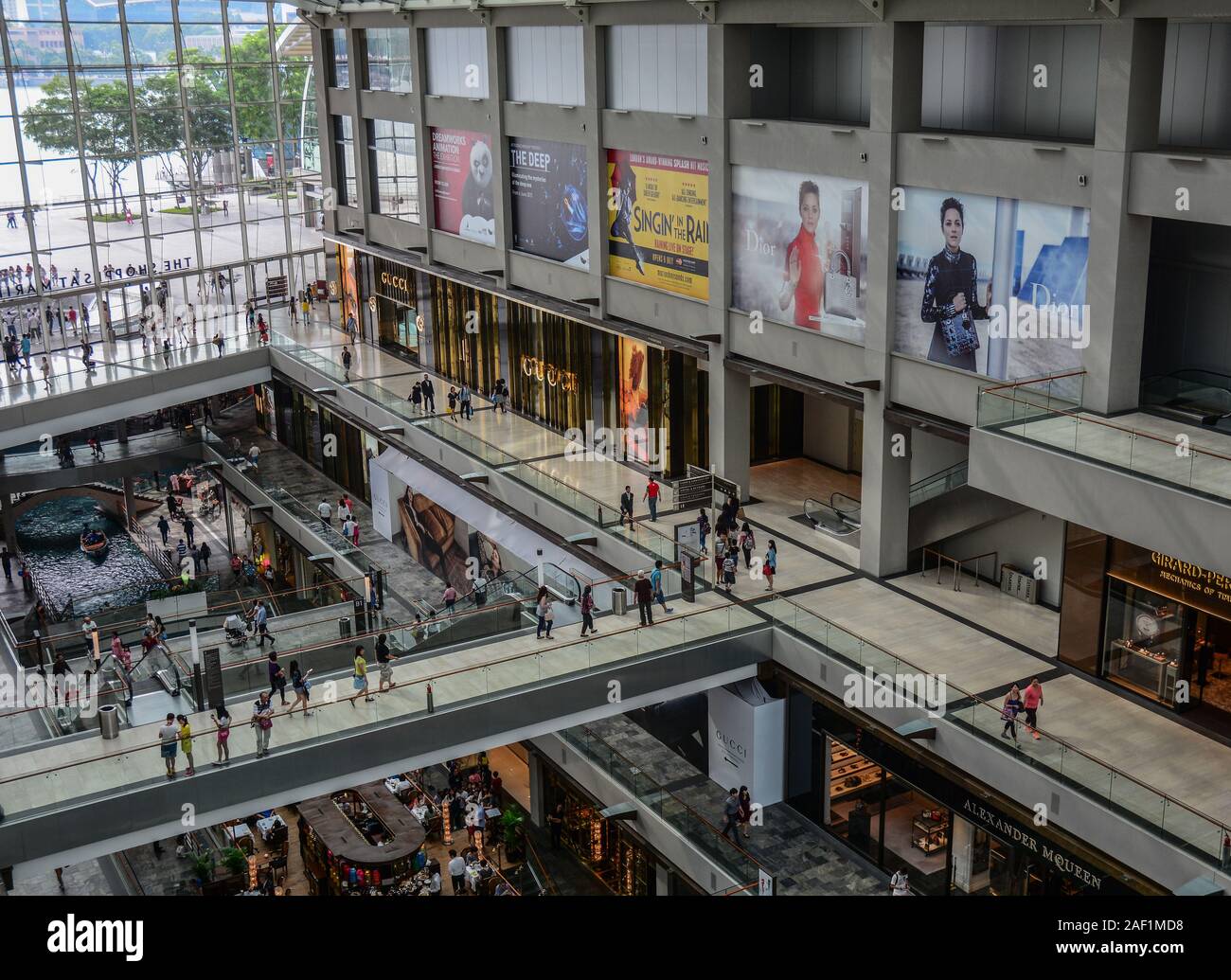Singapore - Jul 4, 2015. Marina Bay Sands shopping mall interior ...