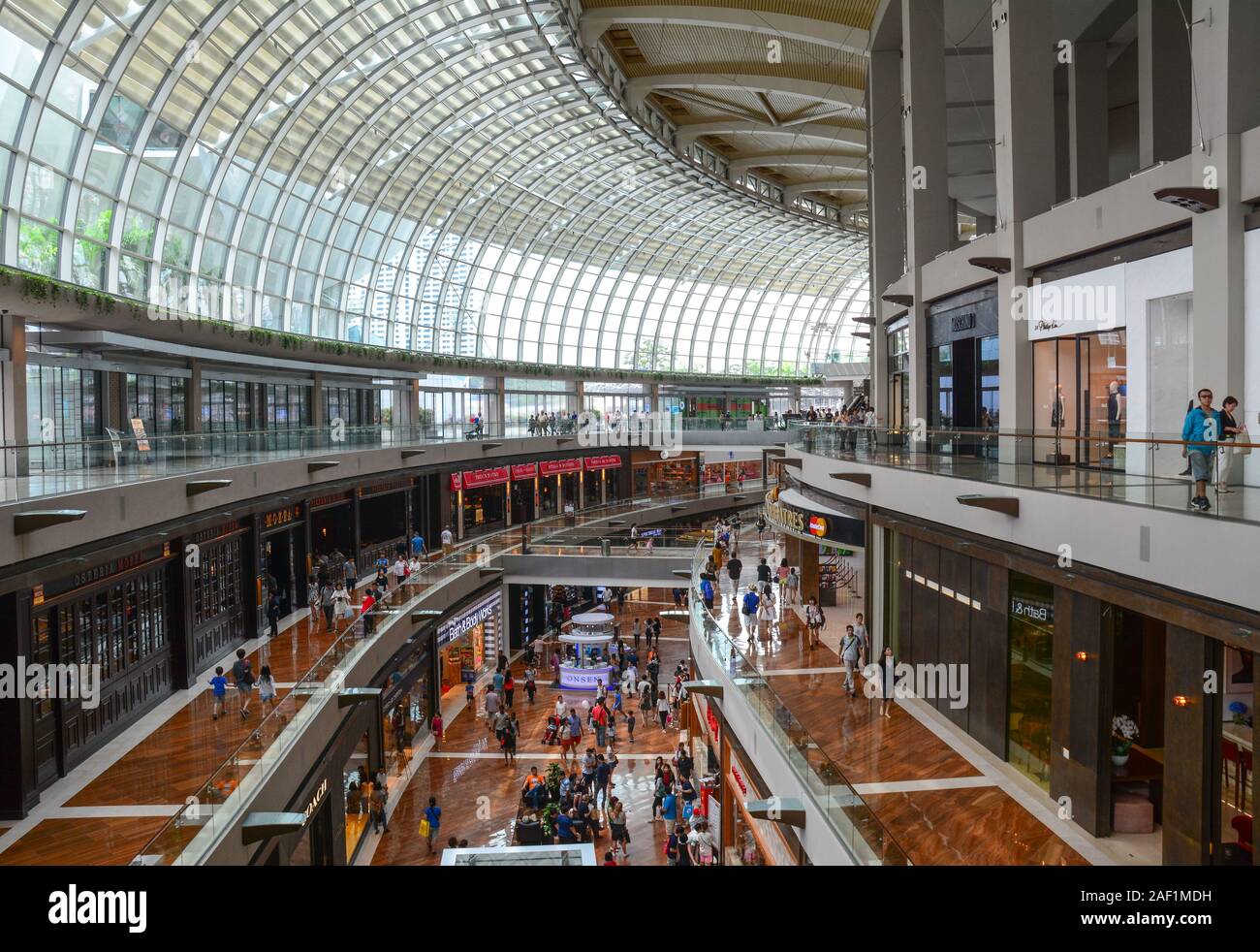 Singapore - Jul 4, 2015. Marina Bay Sands shopping mall interior ...