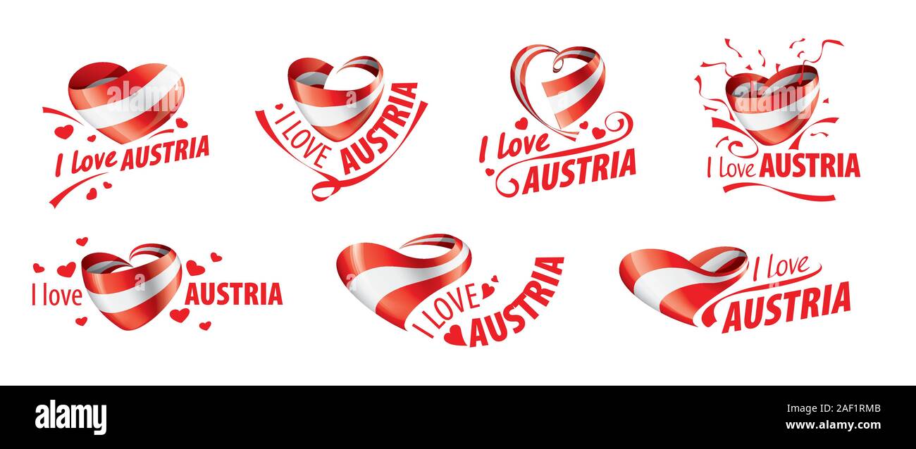 The national flag of the Austria and the inscription I love Austria ...