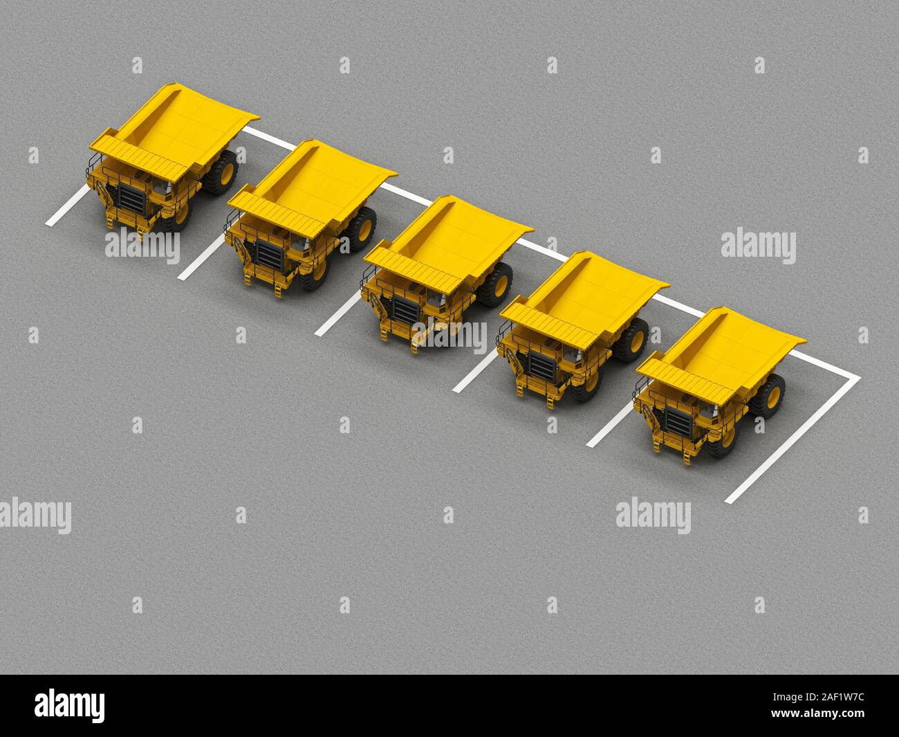 parking with mining truck. 3d rendering Stock Photo - Alamy