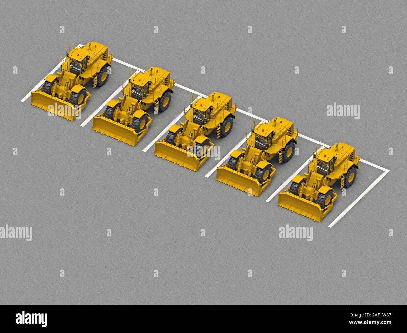 parking wheel loader. 3d rendering Stock Photo - Alamy