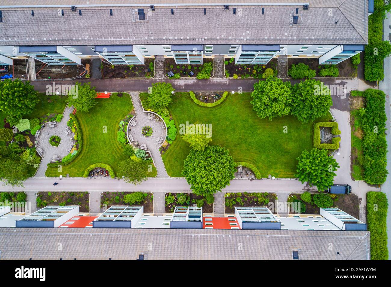 Aerial view of blocks of flats Stock Photo - Alamy