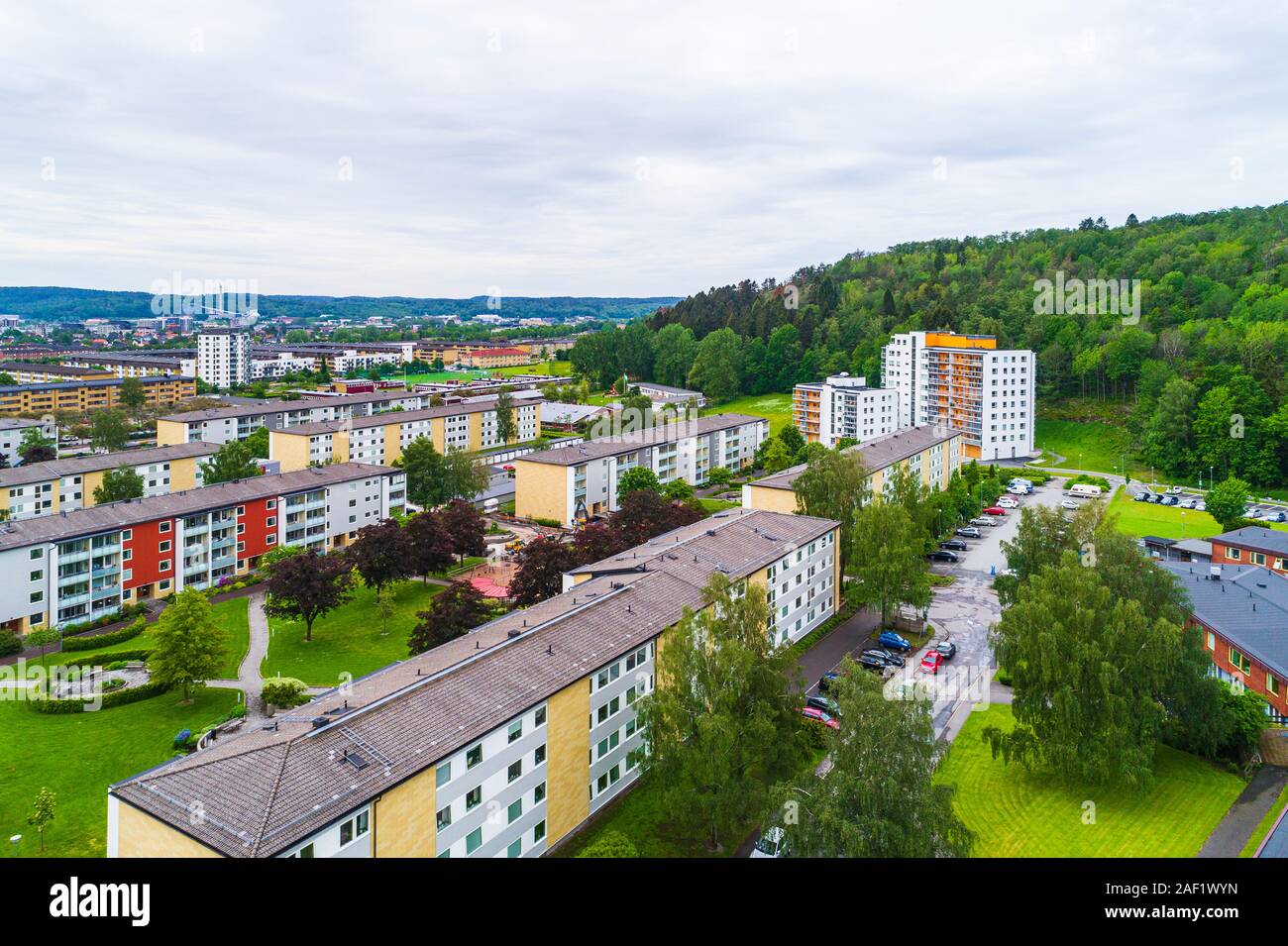 Aerial view of blocks of flats Stock Photo - Alamy