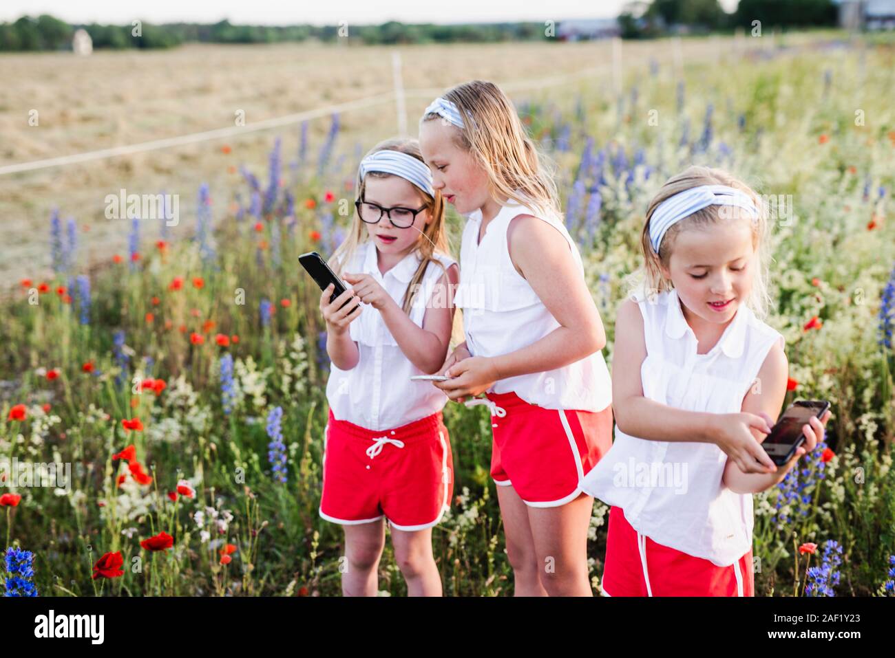 Girls using cell phones Stock Photo - Alamy
