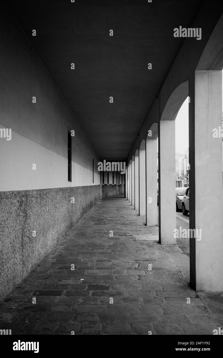 Black and white modern arcades Italy Stock Photo - Alamy