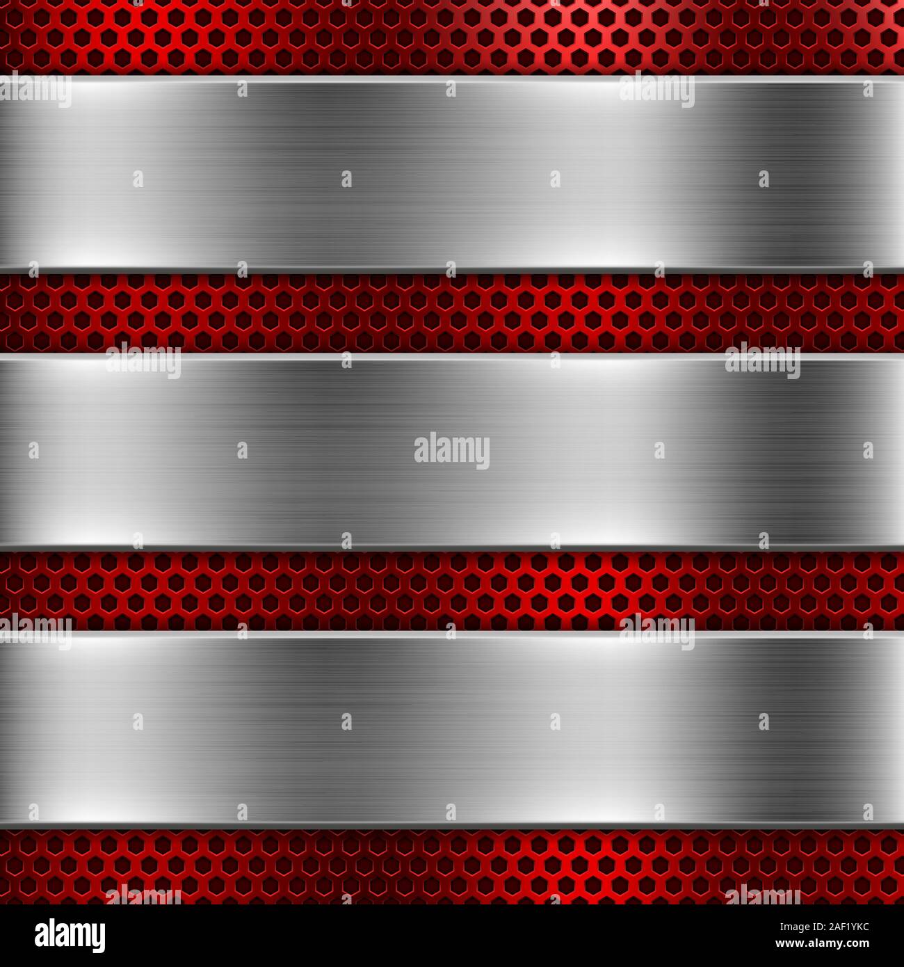 Red metal perforated background with steel plates Stock Vector Image ...