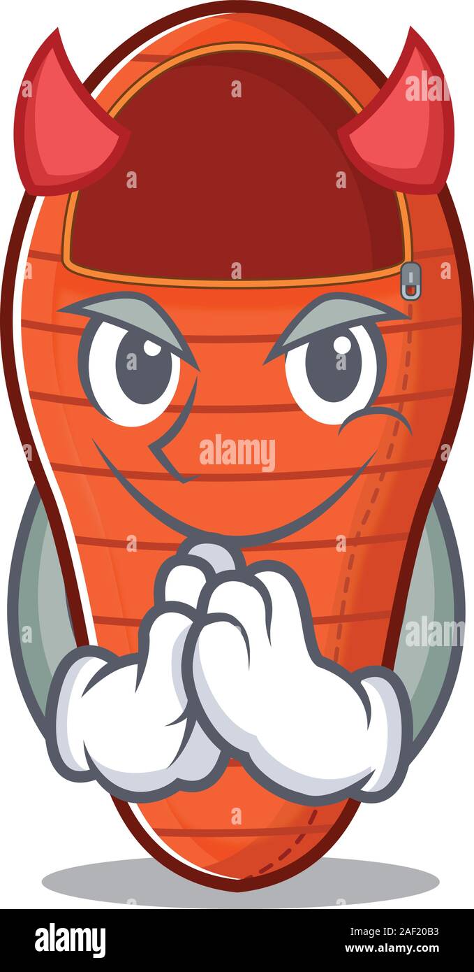 Cartoon character of sleeping bag on a Devil gesture design. Vector ...