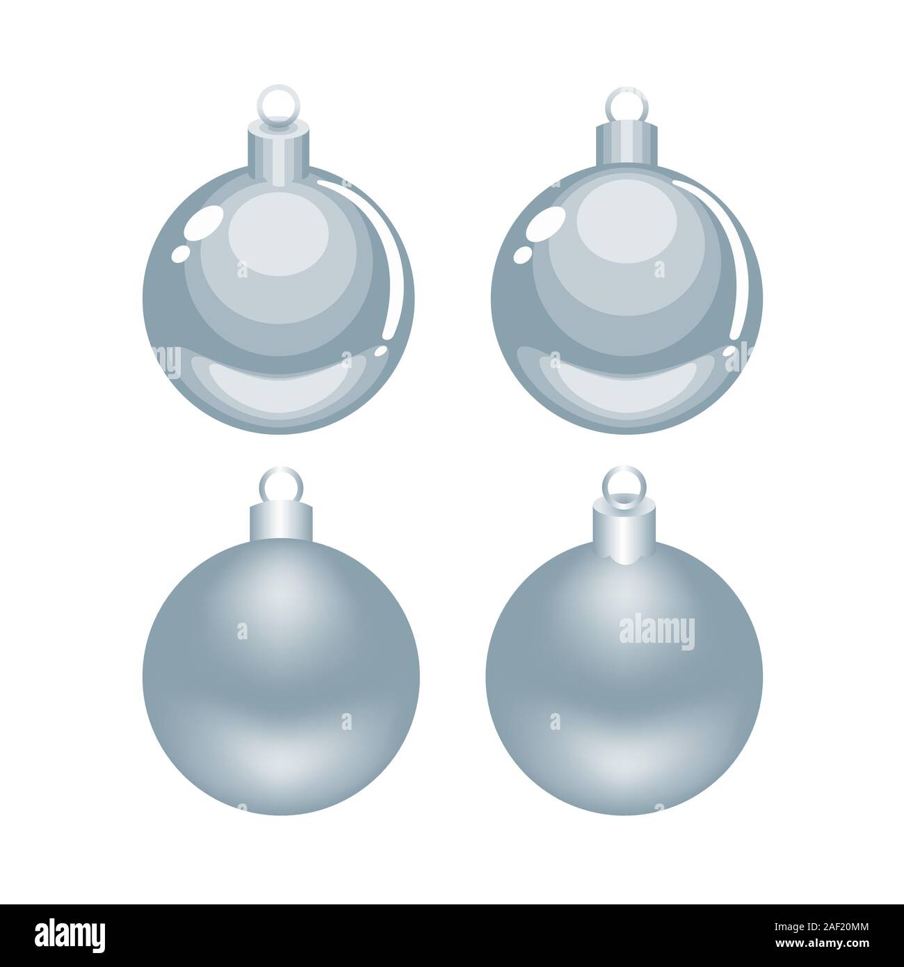 Christmas silver cartoon and mesh vector ornaments isolated on white ...
