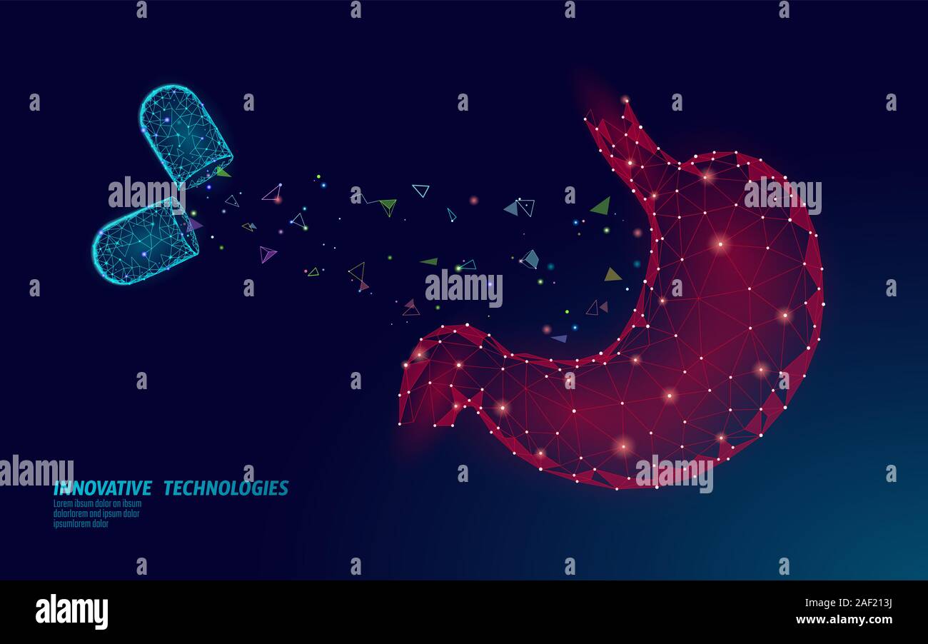 Human stomach medical treatment concept. Pill capsule help therapy ...