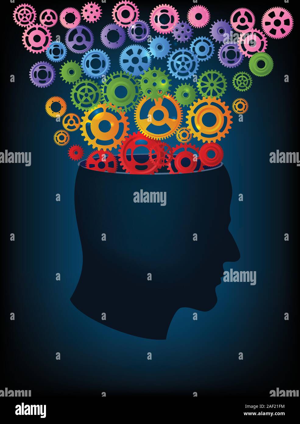 Head and brain gears in progress Stock Vector Image & Art - Alamy