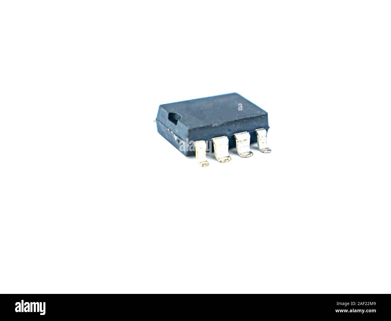 Electronic parts on a white background with place for text. Capacitor ...