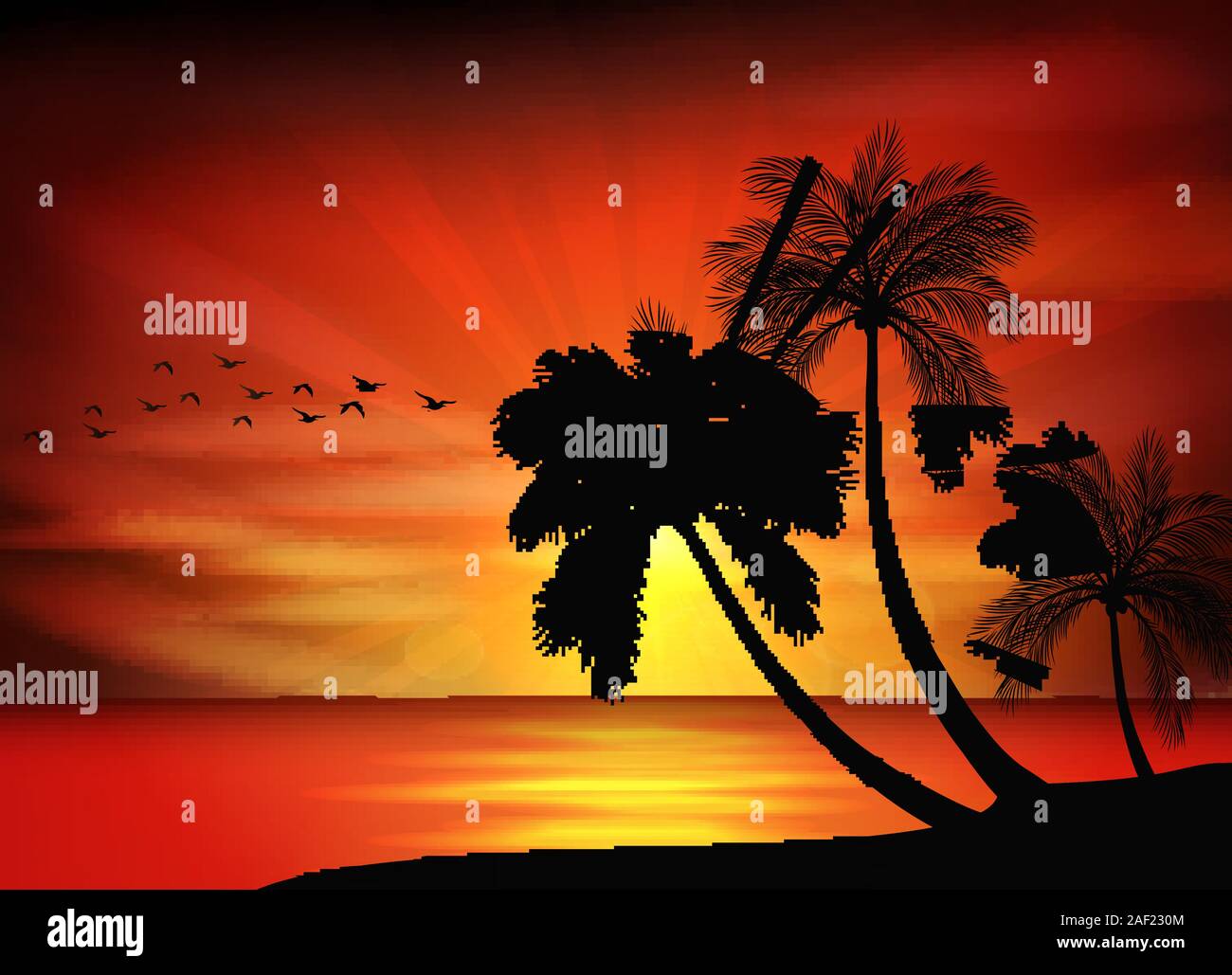 Silhouette of bird with sunset. vector illustration Stock Vector Image ...