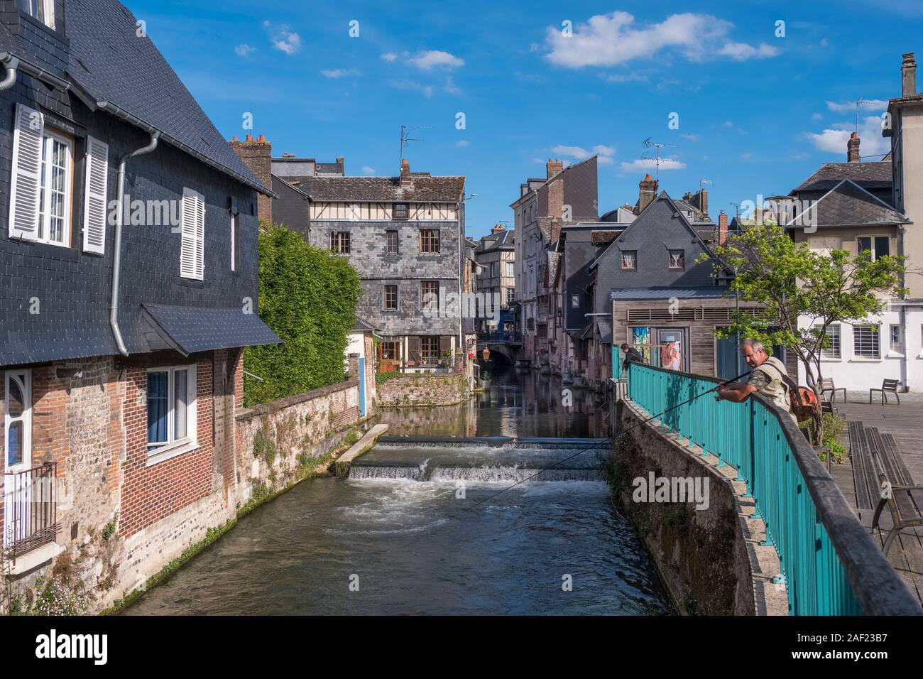 Pont-Audemer (north-western France): channel in the town The town is ...