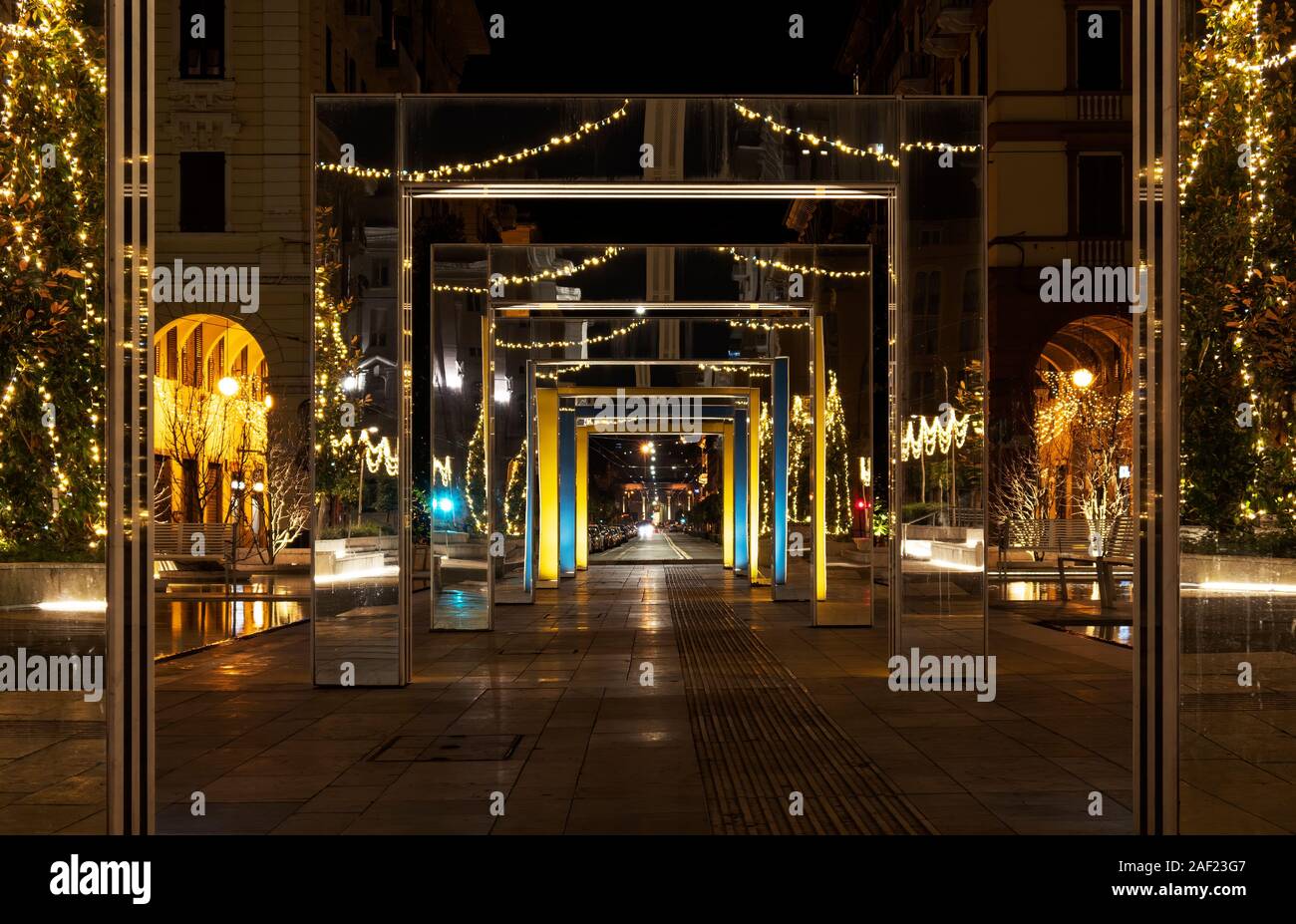 Piazza verdi, the main square in La Spezia, Liguria in Italy with ...