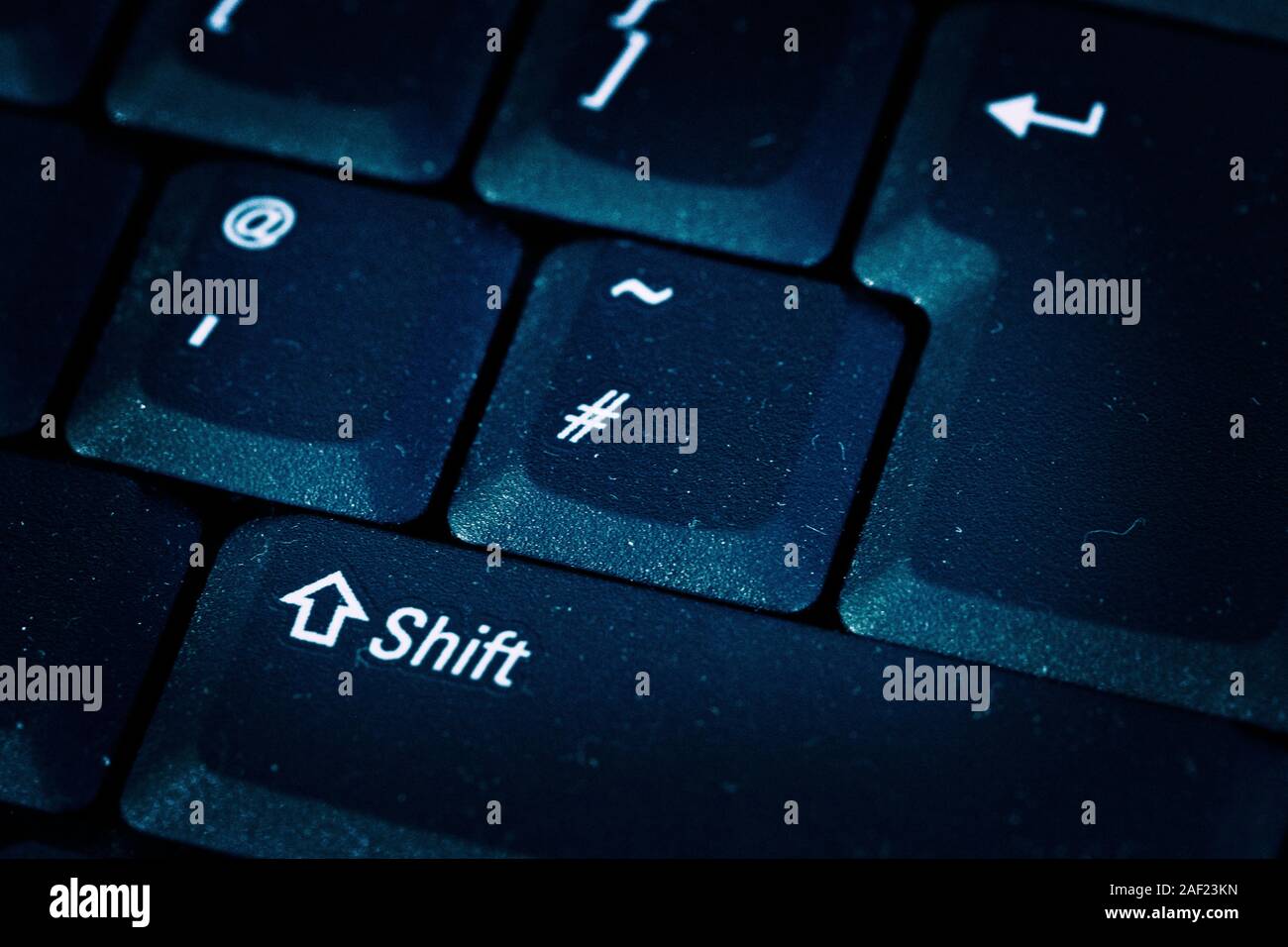 Partial laptop keyboard focusing on the 'shift' and 'enter' keys Stock ...