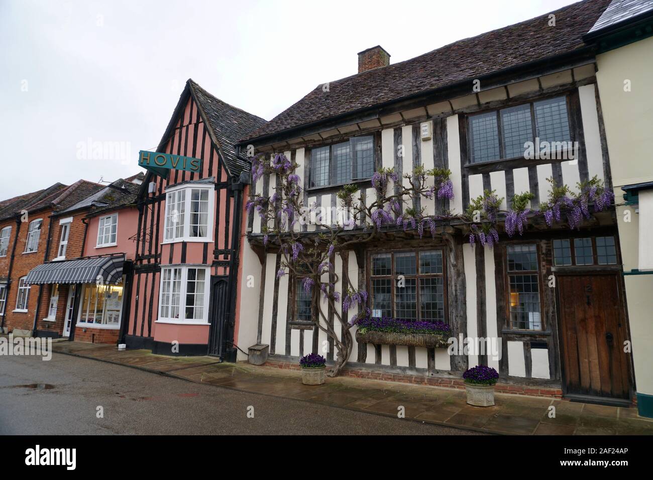 Timber framed medieval houses in Lavenham, Suffolk, England, UK Stock ...