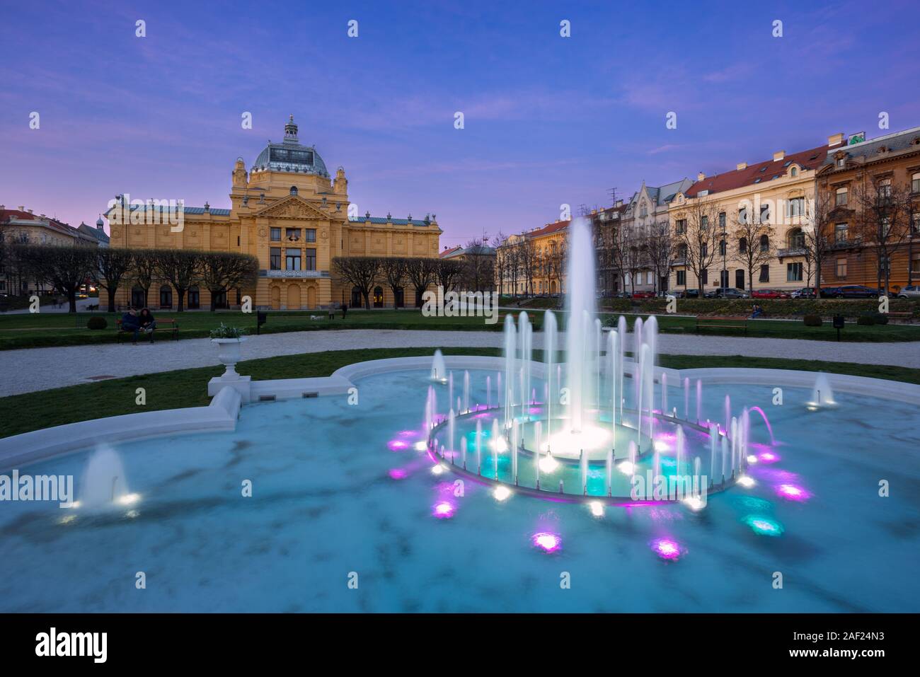 Art pavillion during sunset in town Zagreb, Croatia Stock Photo - Alamy