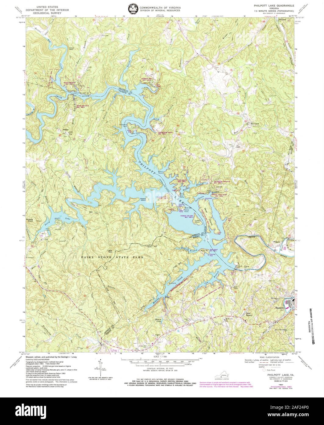 VA Philpott Lake 186285 1967 24000 Stock Photo - Alamy