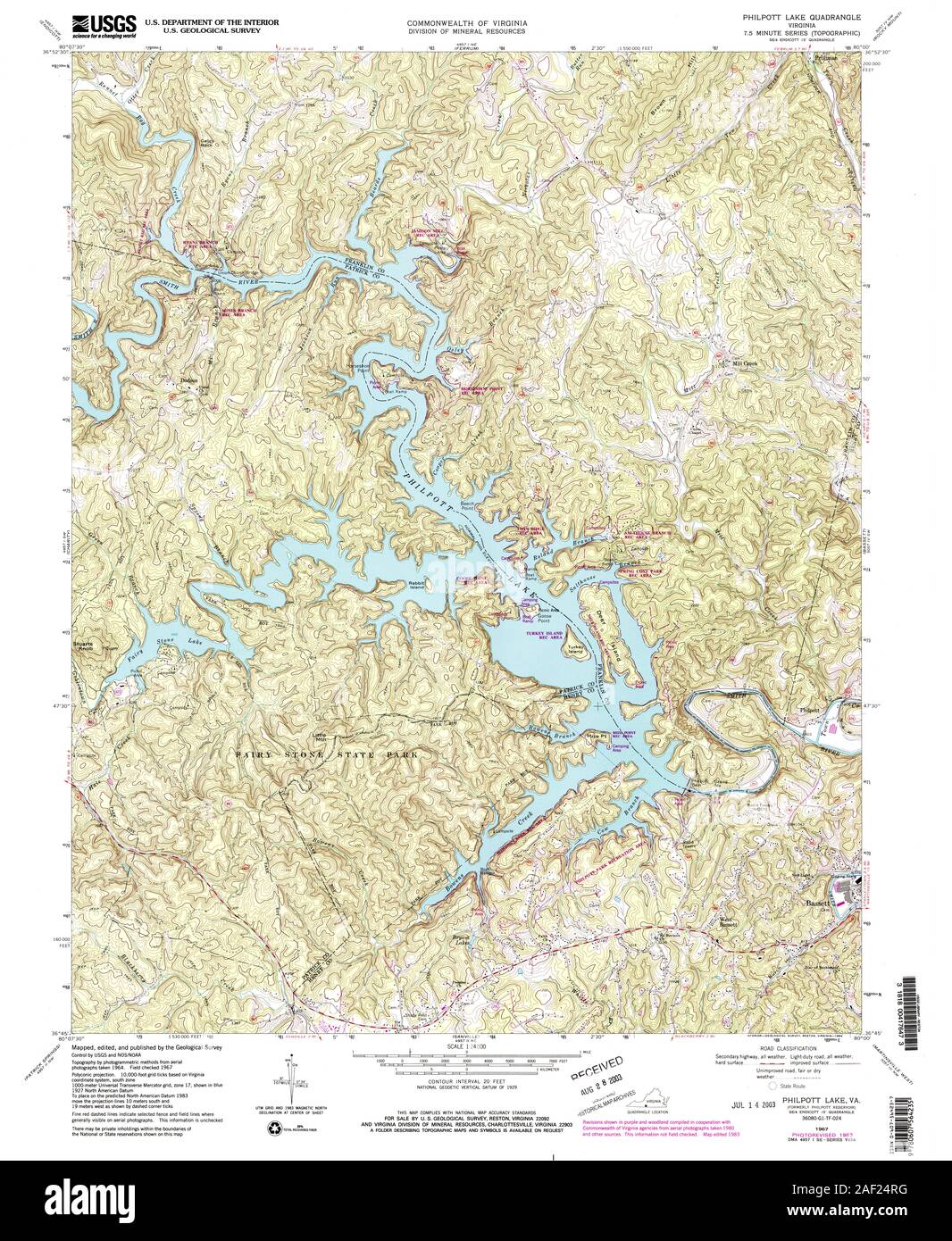 VA Philpott Lake 186286 1967 24000 Stock Photo - Alamy