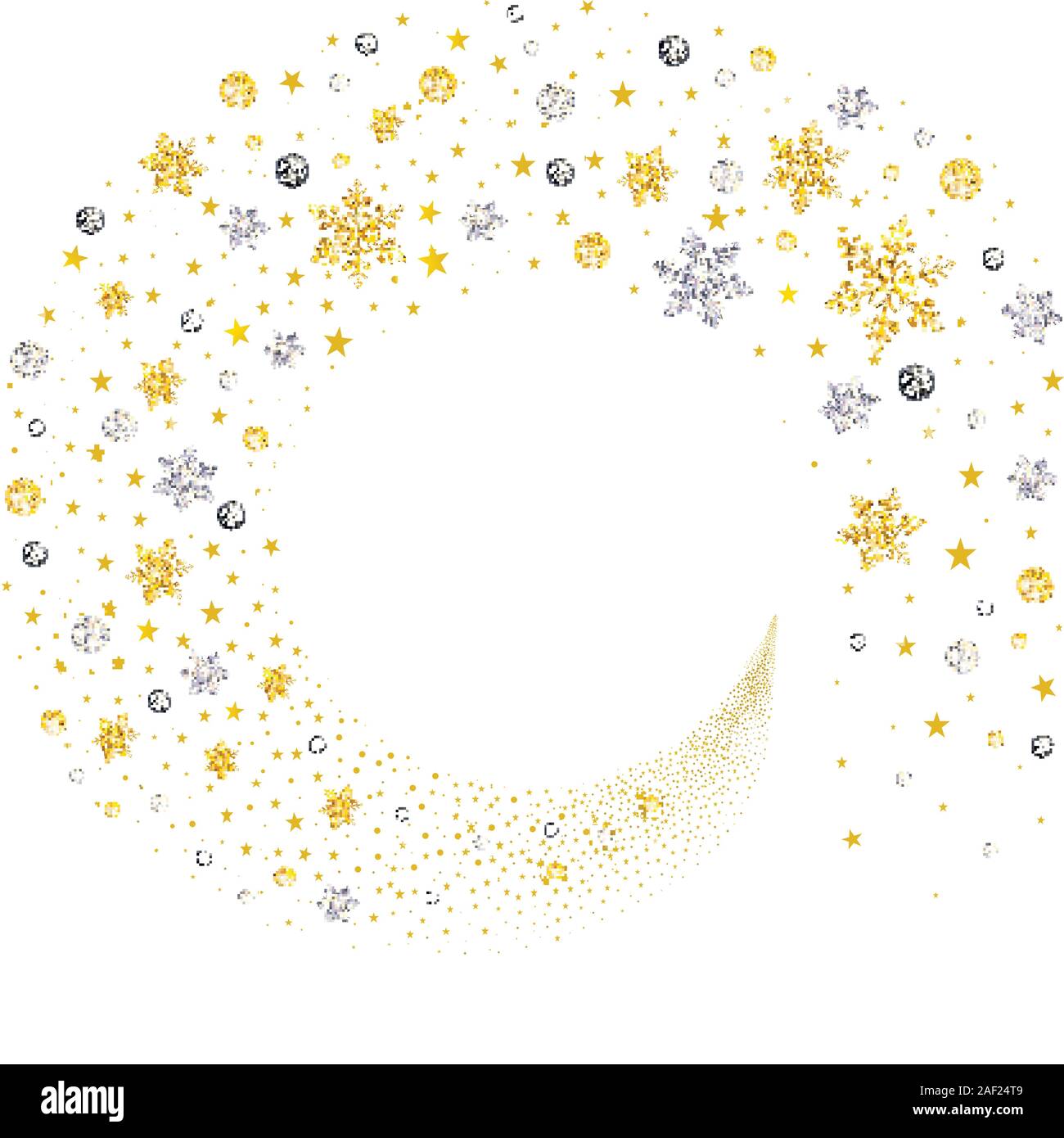 Gold snowflakes frame snow Cut Out Stock Images & Pictures - Alamy