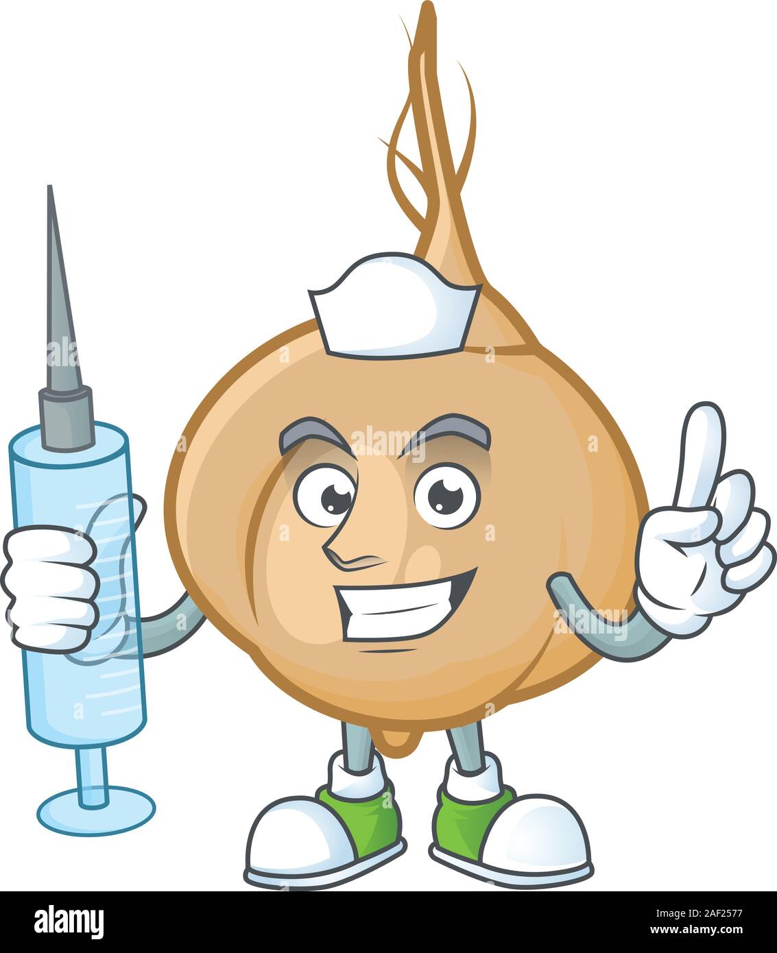 Cute Nurse jicama character cartoon style with syringe Stock Vector ...