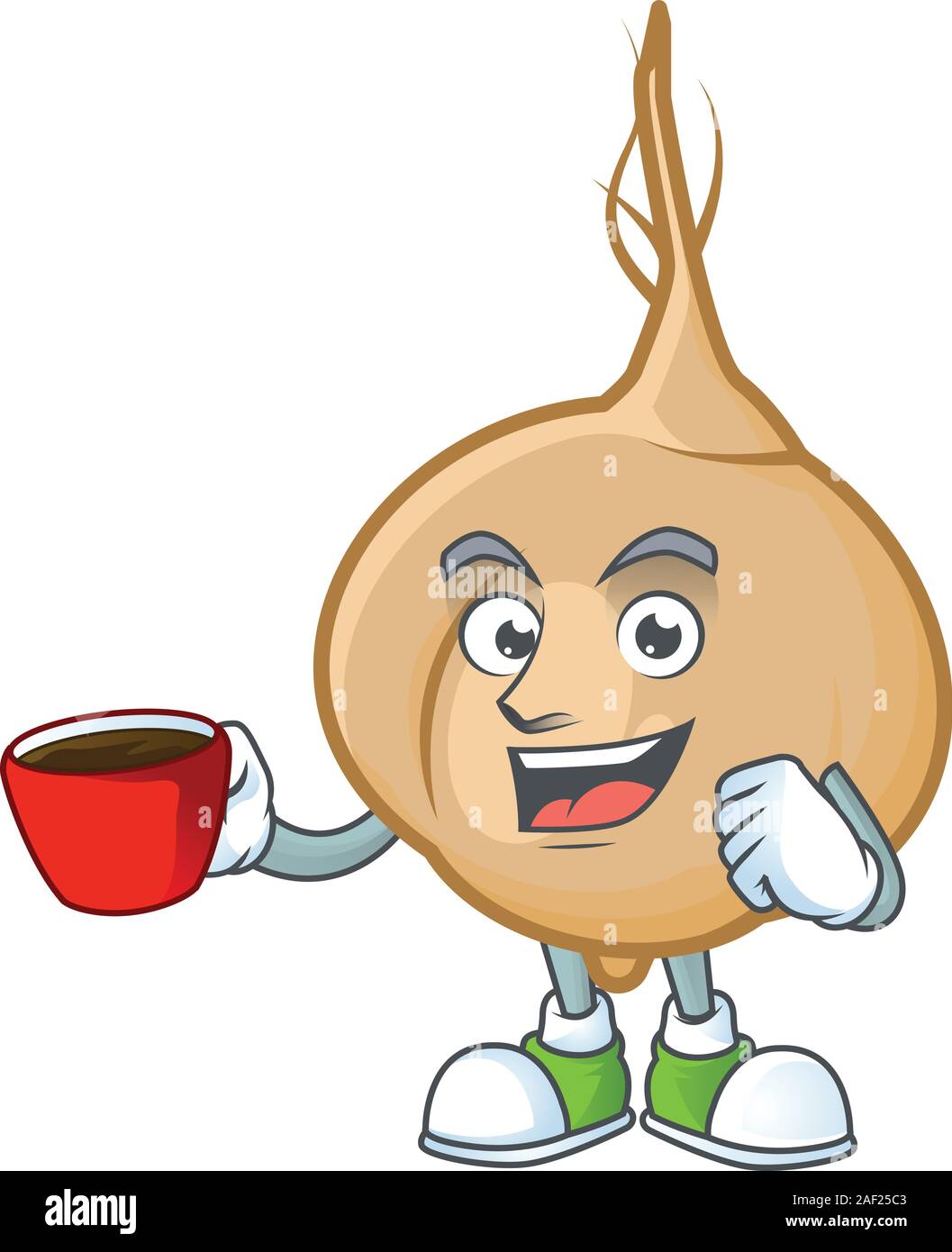Sweet jicama cartoon character with a cup of coffee Stock Vector Image ...