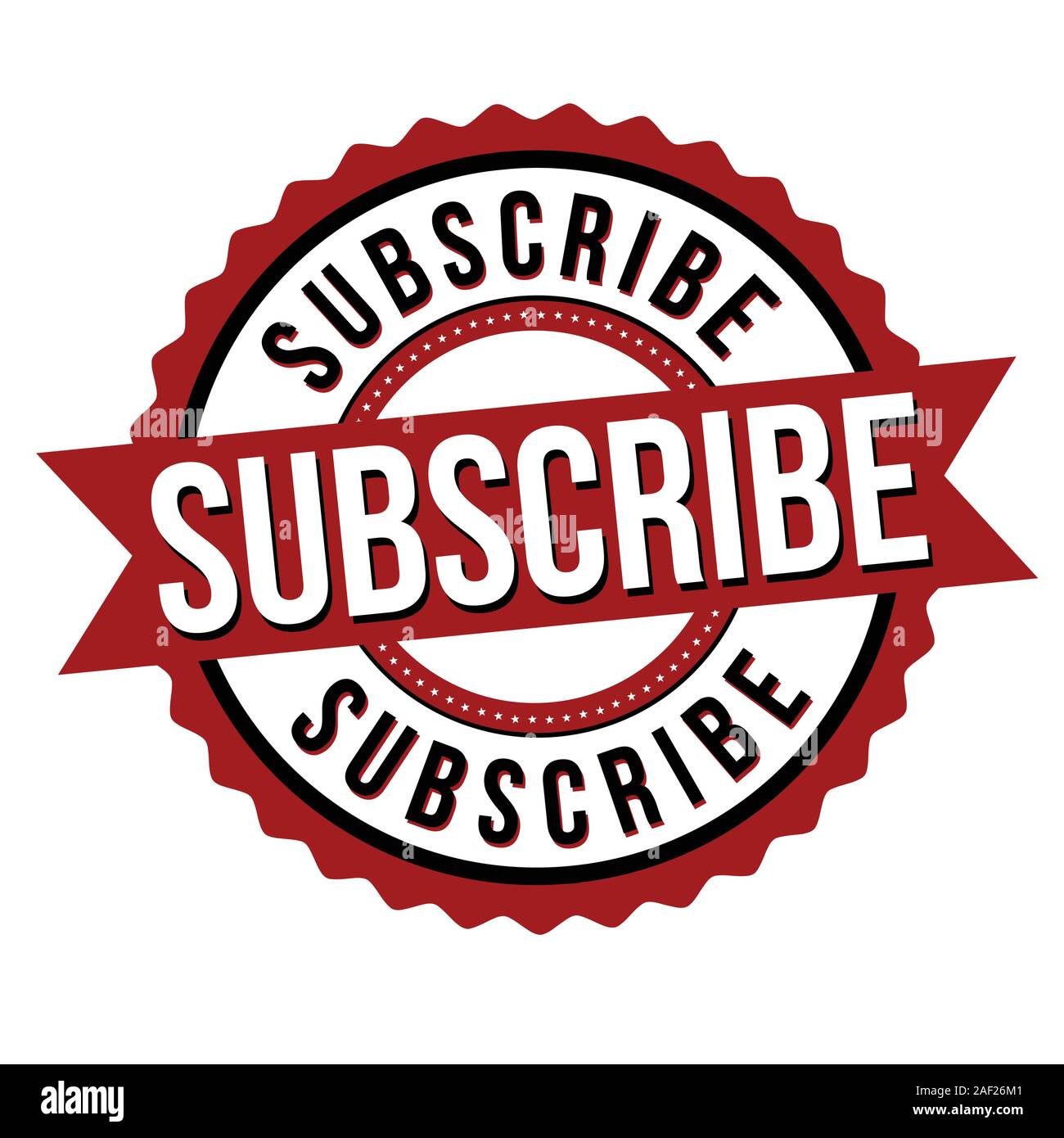Subscribe label or sticker on white background, vector illustration ...