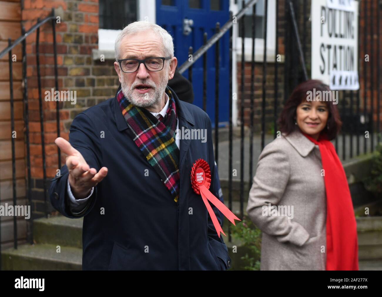 Labour leader Jeremy Corbyn and his wife Laura Alvarez arrive to cast ...