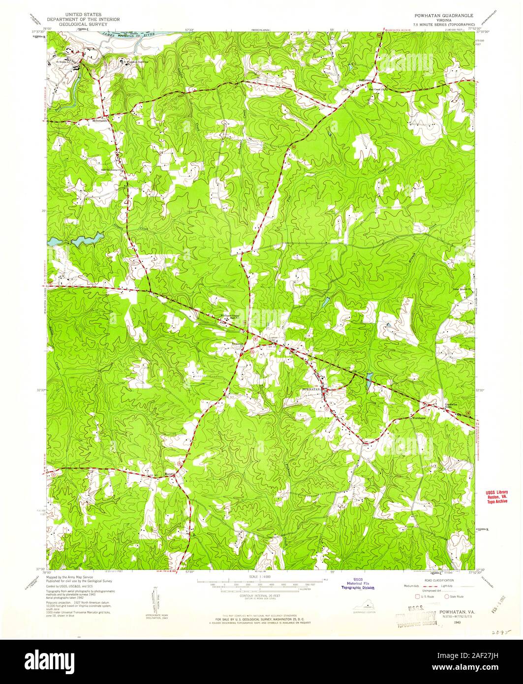 Map of powhatan Cut Out Stock Images & Pictures - Alamy