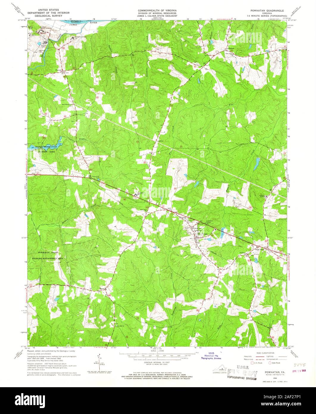 Map of powhatan Cut Out Stock Images & Pictures - Alamy