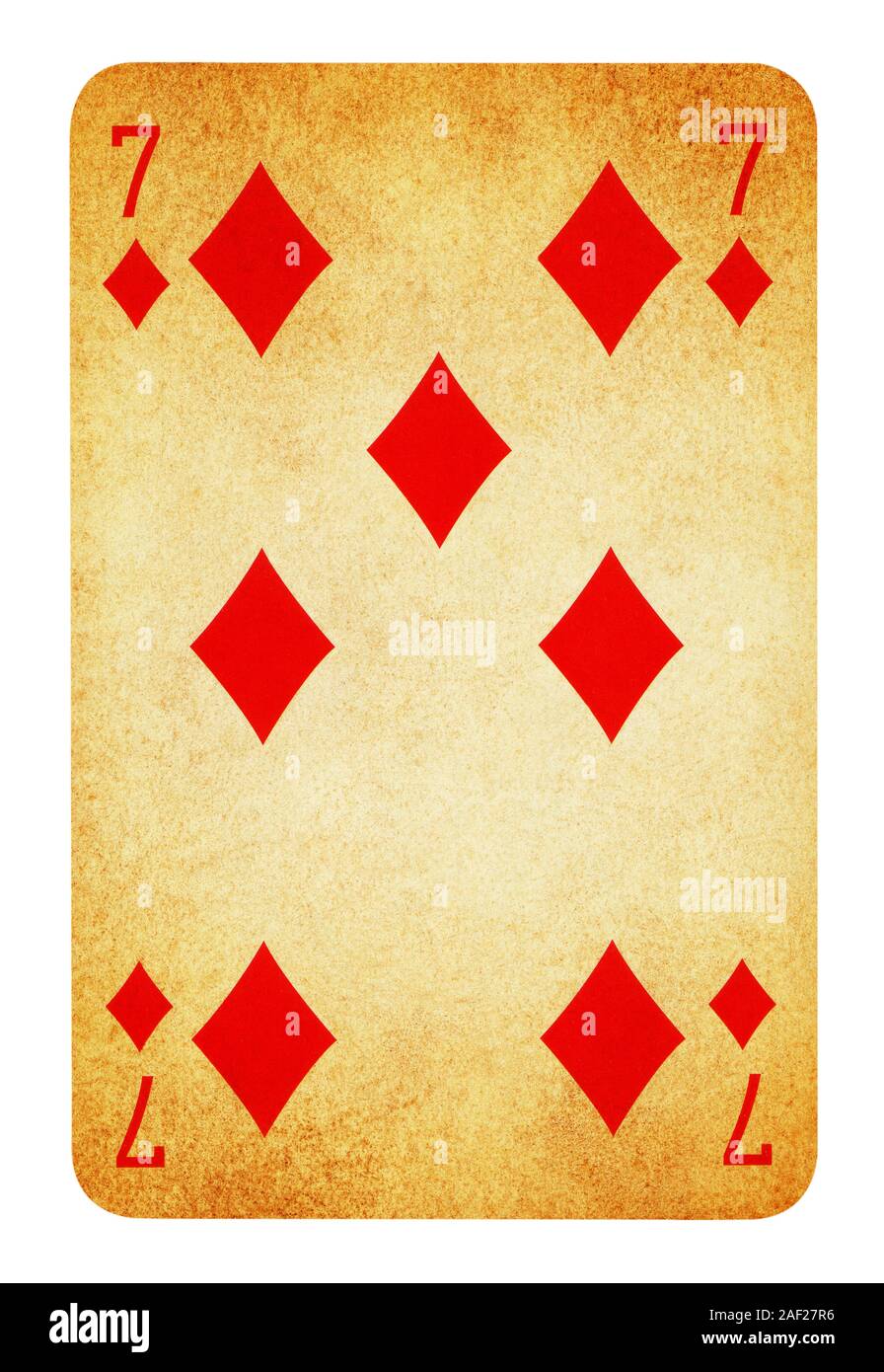Seven of Diamond playing card - isolated on white (clipping path ...