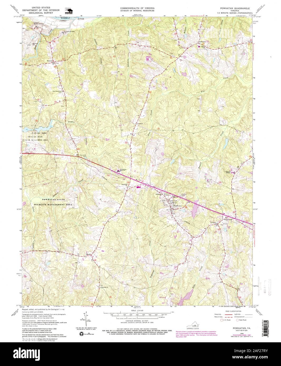 Map of powhatan Cut Out Stock Images & Pictures - Alamy