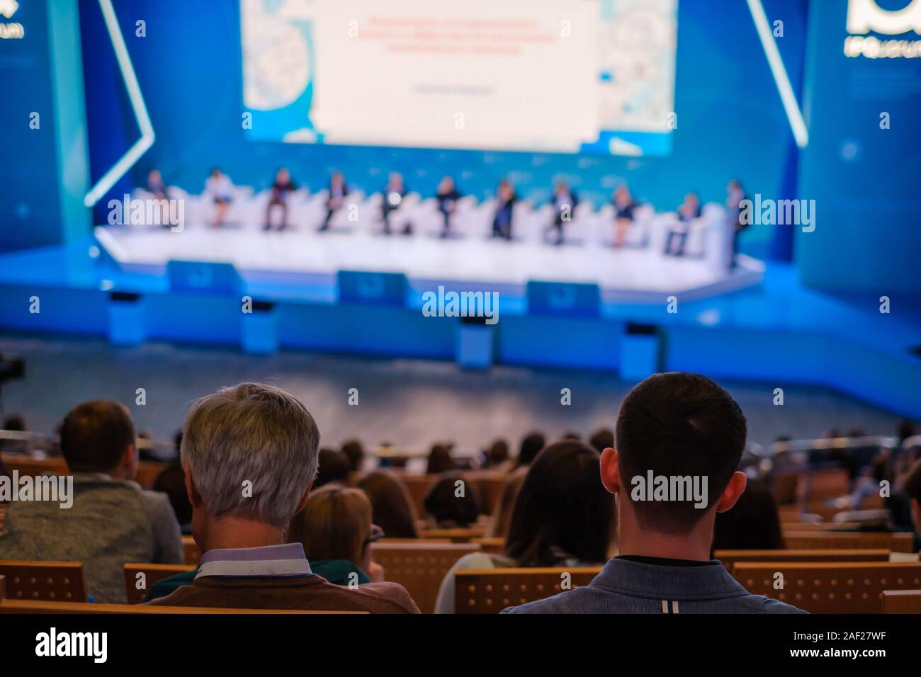 People attend business conference in congress hall Stock Photo - Alamy