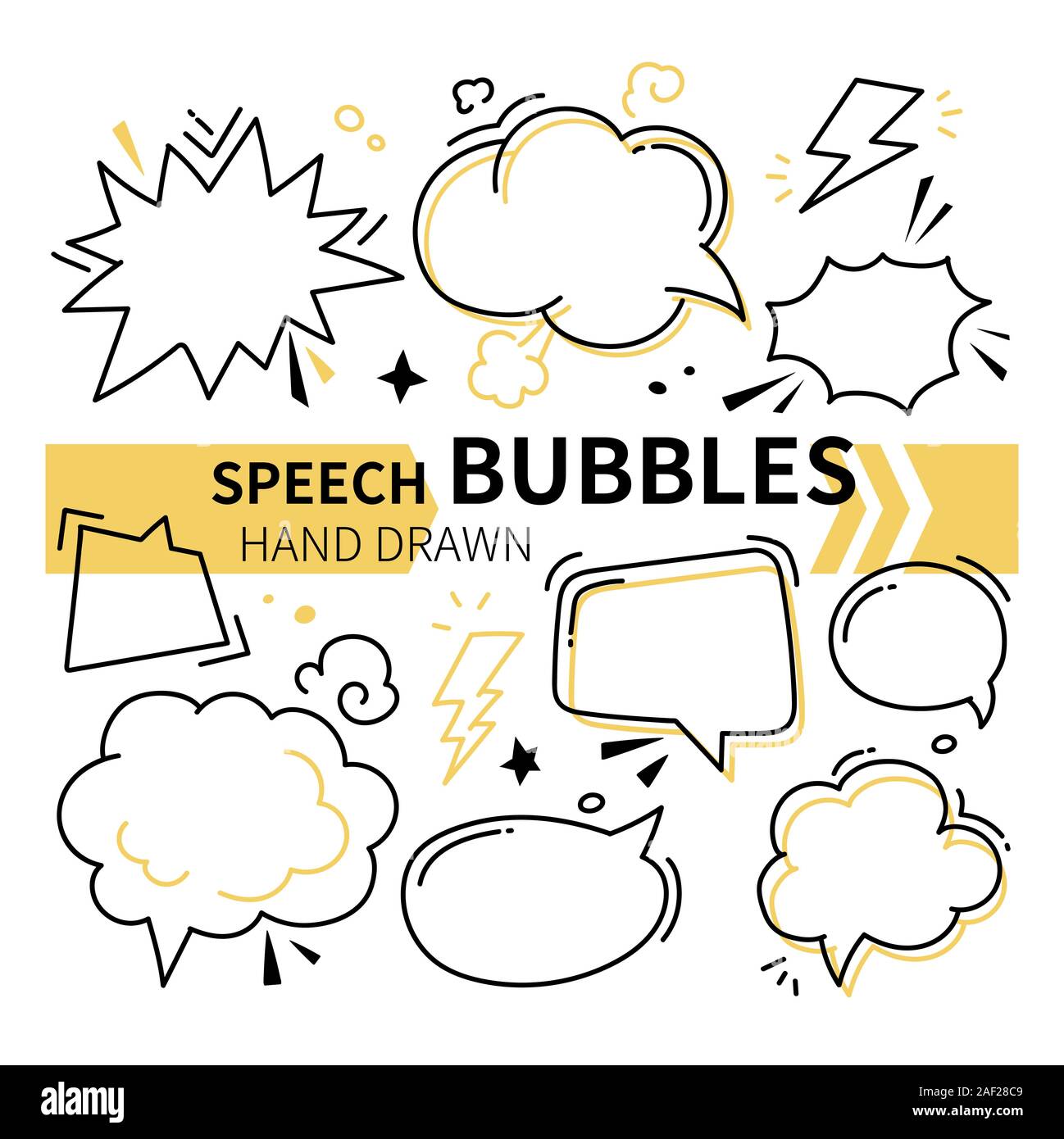 Hand drawn speech bubbles collection - set of elements Stock Vector ...