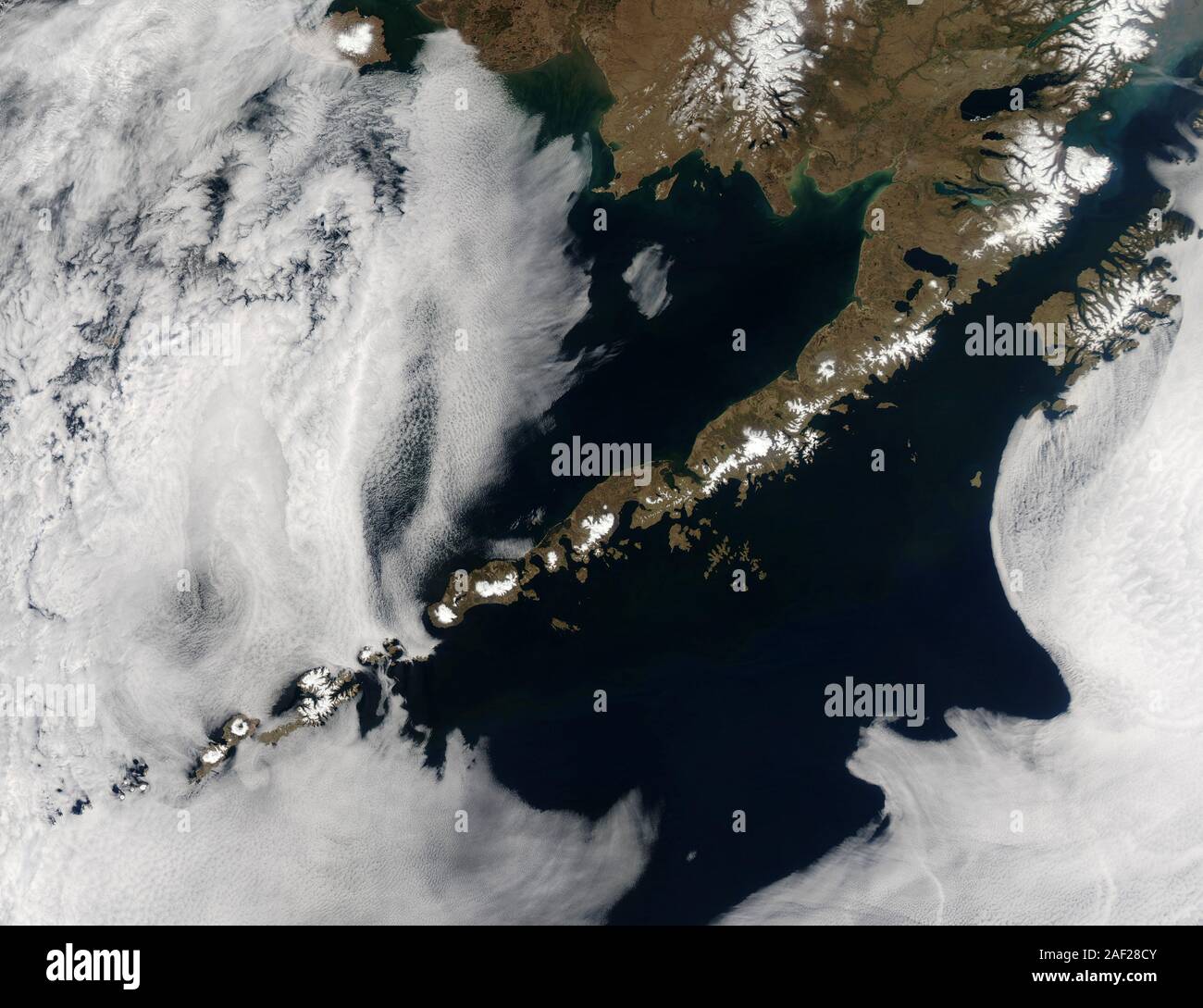 NASA satellite image Aleutian Islands chain, Alaska, USA Stock Photo ...