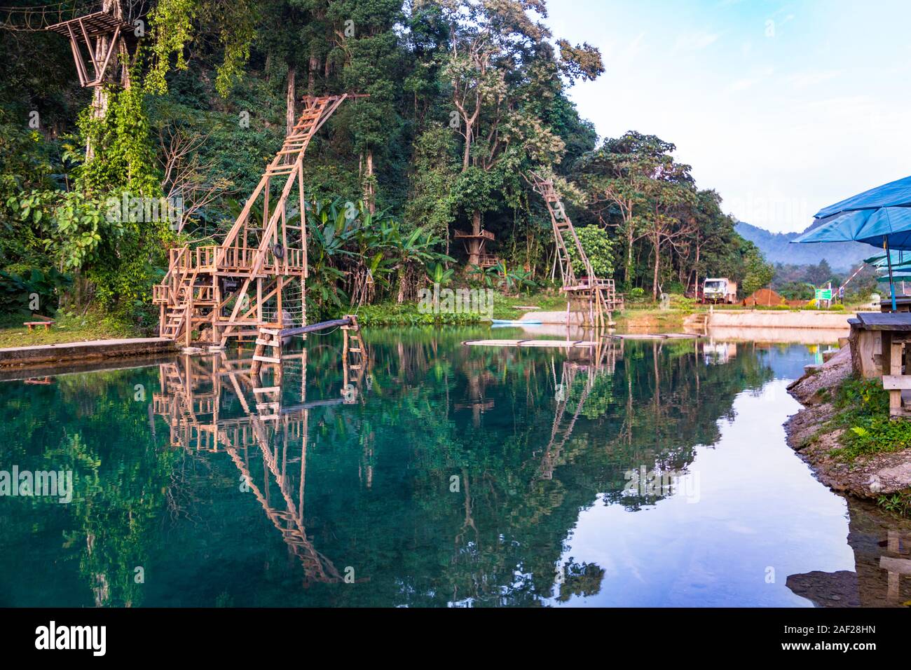 The famous Blue Lagoon in Vang Vieng, North Laos Stock Photo - Alamy