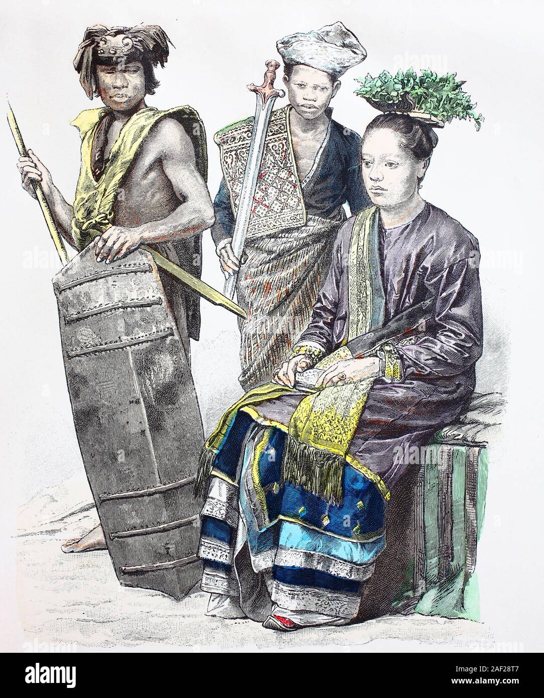 National costume, clothes, history of the costumes, Dajak warrior and ...