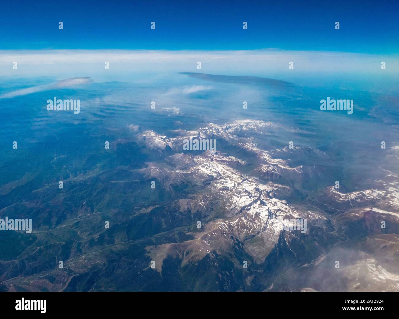 snow on western Pyrenees mountains from the air, may 2019 | usage ...