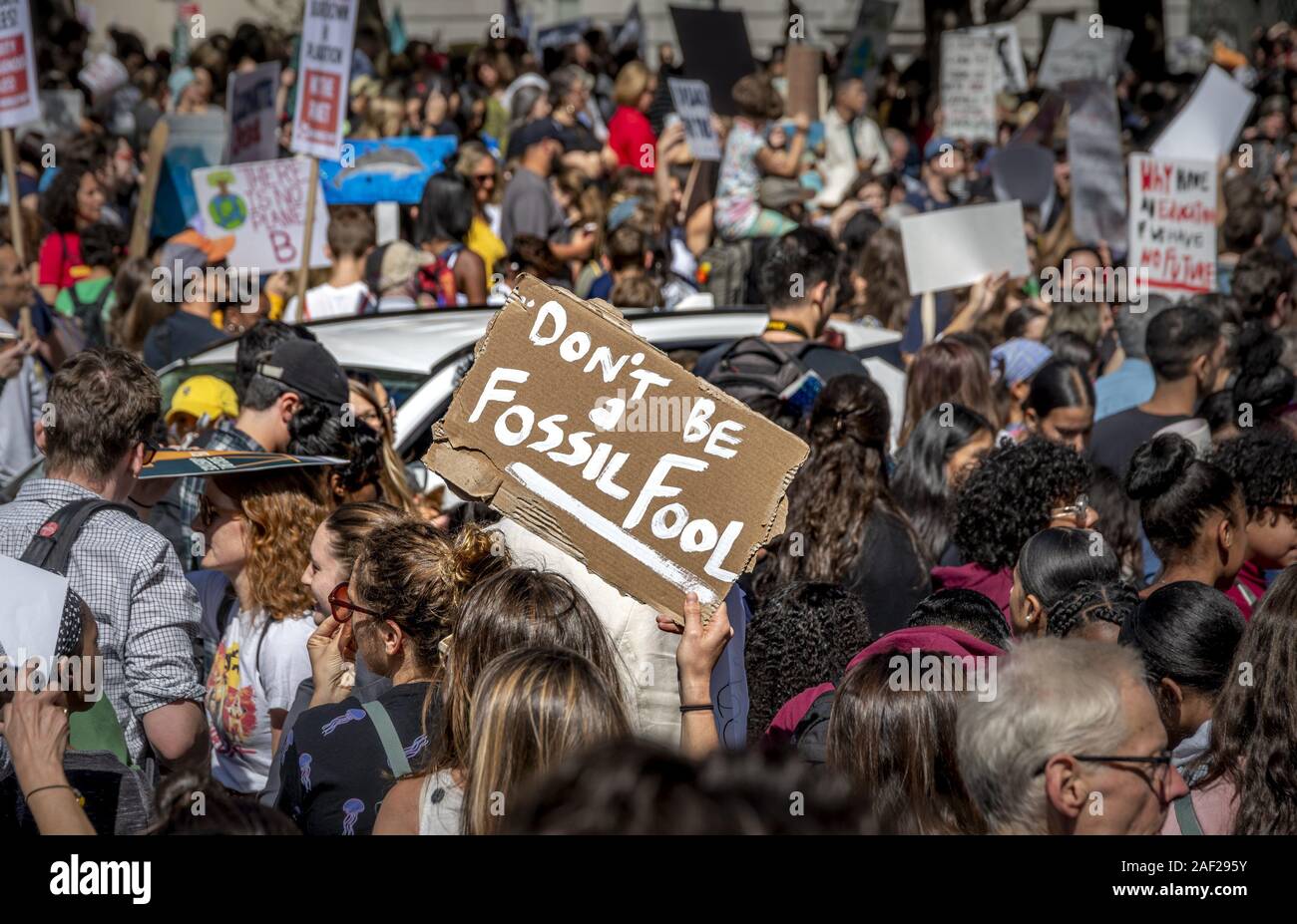 With the slogan "Don't be Fossil Fool", students at the Fridays for ...