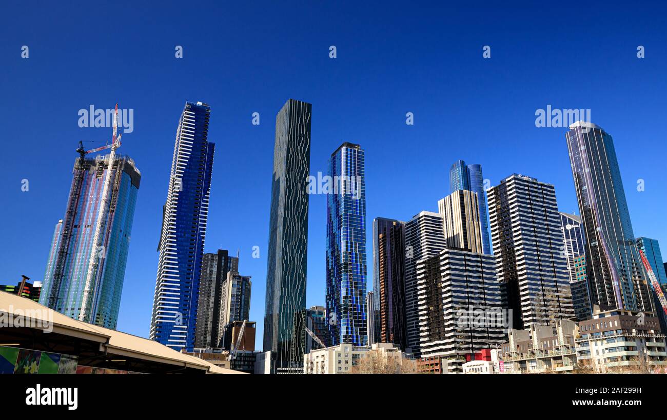 The modern buildings of Melbourne in the inner north of the city ...