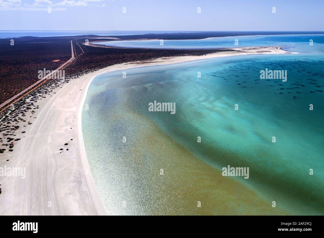 Aerial view of Shell Beach world heritage area, Peron Peninsula ...