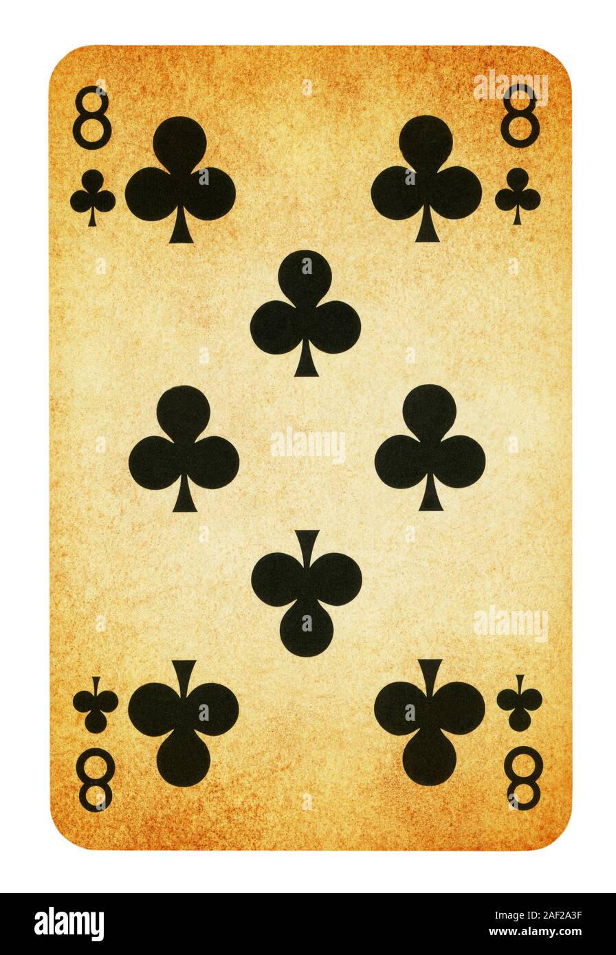 Eight of Clubs Vintage playing card - isolated on white (clipping path ...